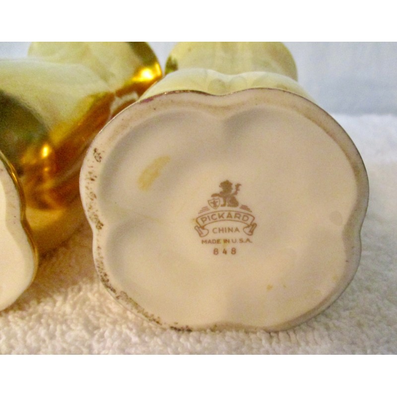 Gold Lustre ceramics, Ceramic Pickard Vases